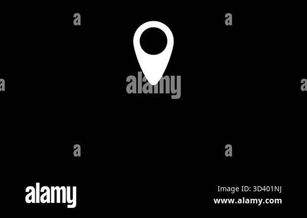 Clean and simple animation of a white map location pin dropping on a ...