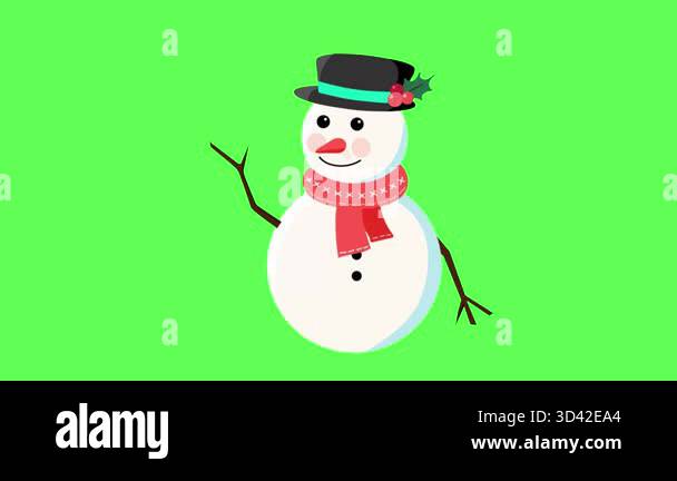 Animated friendly snowman. Festive snowman waving hello. winter holiday ...