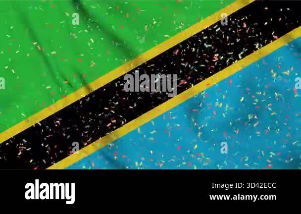 Tanzania flag seamless animation with paper confetti. Best stock of ...