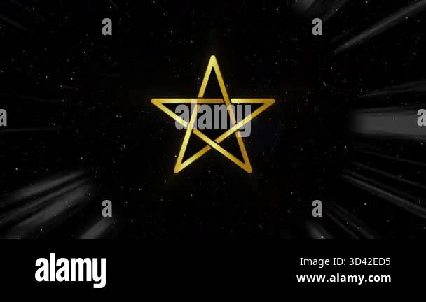 Animation of Gold Pentacle symbol, golden mystical pentagram, special ...