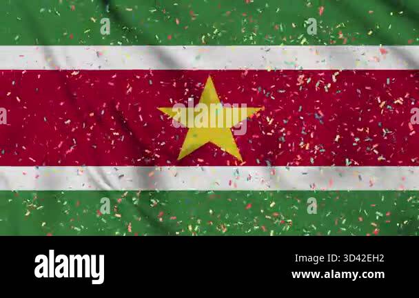 Suriname flag seamless animation with paper confetti. Best stock of ...