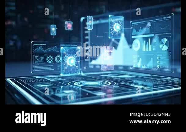 Futuristic Interface HUD Animation Loop High Tech Data Processing ...