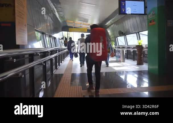 Bandung Indonesia - October 21, 2025 Passengers walk inside Bandung Railway Station, West Java ...