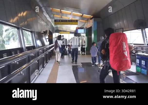 Bandung Indonesia - October 21, 2025 Passengers walk inside Bandung ...