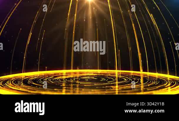 Golden portal with lights and particles continuously spinning ...