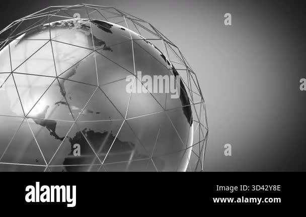 Earth and wireframe grid on gray background - 3D 4k animation (3840 x ...