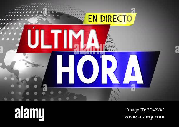 Live breaking news sign in Spanish with rotating Earth on gray ...