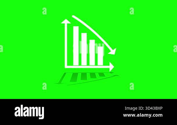 Animated business chart showing declining financial performance with ...