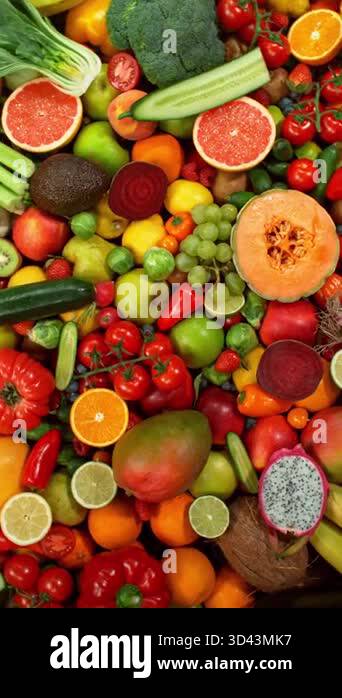 Various Kind of Fresh Fruits and Vegetable . Camera Placed on Motion ...