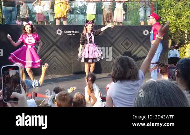 Timisoara, Romania, September 20, 2025, Cheerful cheerleaders on stage ...