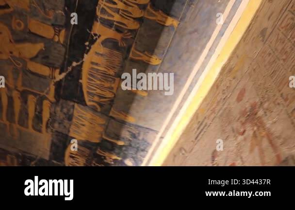 Valley of the Kings, Egypt December 17, 2018: Ceiling paintings inside ...