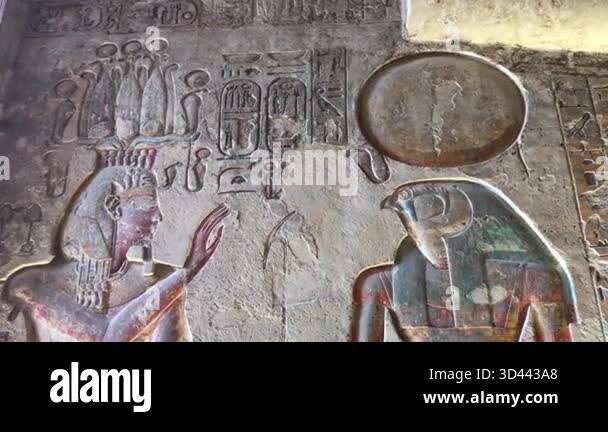 Valley of the Kings, Egypt December 17, 2018: Relief carvings inside ...