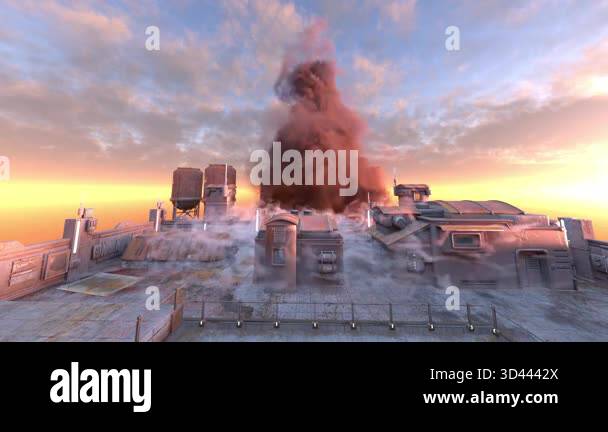 3D rendering of the base under attack Stock Video Footage - Alamy