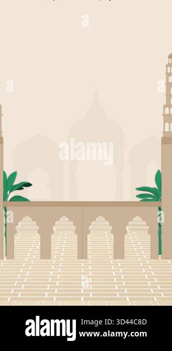 A serene animated illustration of a beautiful Indian palace with ...