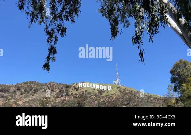 A truly stunning view of the iconic Hollywood sign set against bright ...