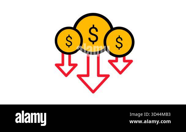 Coins face both rising and falling arrows to reflect unpredictable ...