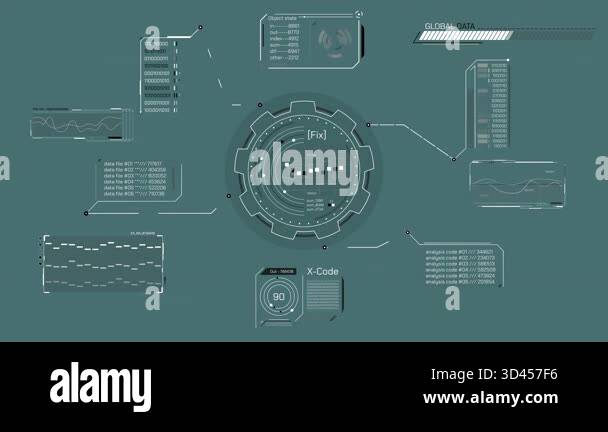 Abstract digital data processing diagram on a high-tech screen with ...