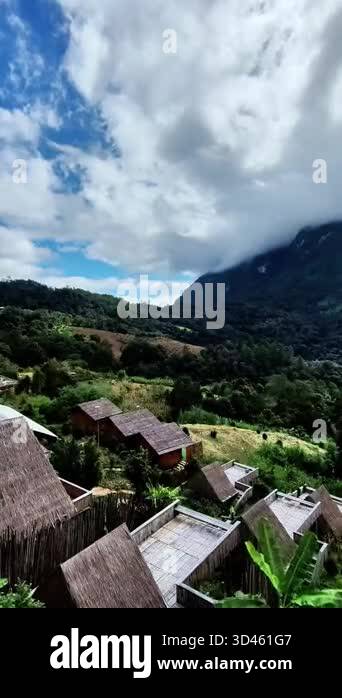 Asian luxury travel concept, peaceful mountain view and fog with unique ...