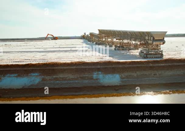 Natural salt production fields or salt flats in Marismas del Odiel ...