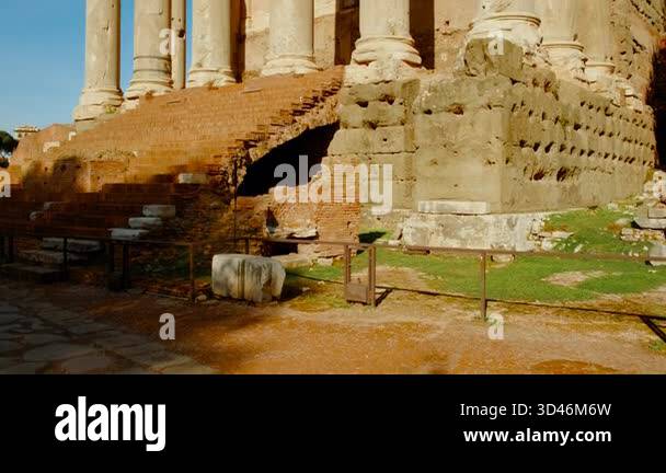 Breathtaking video of the Temple of Divus Julius in Rome, Italy. Built on 1st century BC by ...
