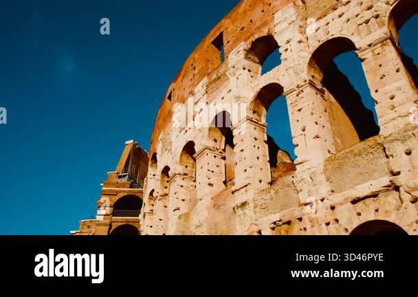 ROME, circa 2022 - Stunning video of the Colosseum at sunset in Rome ...
