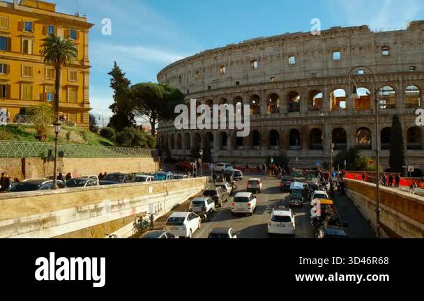 ROME, circa 2022 - Breathtaking video of the Colosseum, built in 80 AD ...
