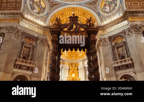 VATICAN CITY, circa 2022 - The interior of St. Peter's Basilica ...