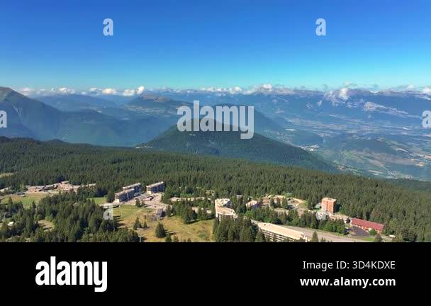 Drone view of Chamrousse in the French Alps on a sunny summer day ...