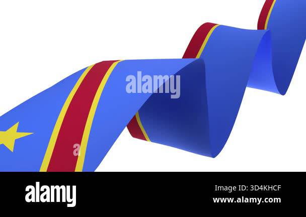 Animated Congo flag waving in the wind on a transparent background ...