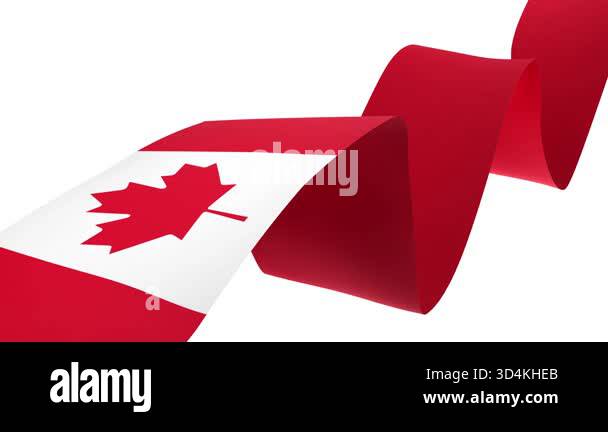 Animated Canada flag waving in the wind on a transparent background ...