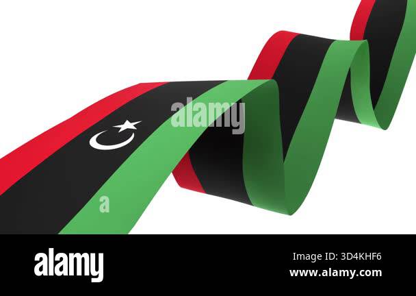 Animated Libya flag waving in the wind on a transparent background ...