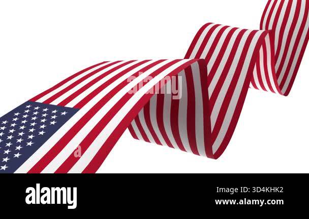 Animated United States flag waving in the wind on a transparent ...