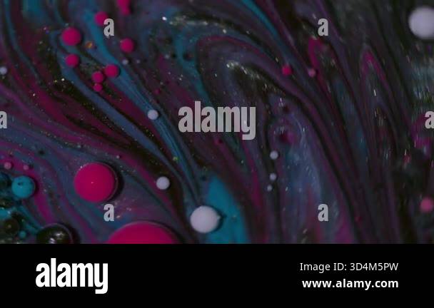 Ink glitter mix. Paint art blend. Blur blue purple pink color flowing ...