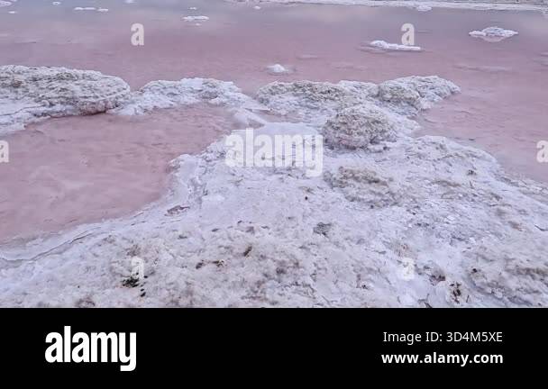 Kuialnyk Estuary, salt Sodium chloride crystallized on the bottom of a ...