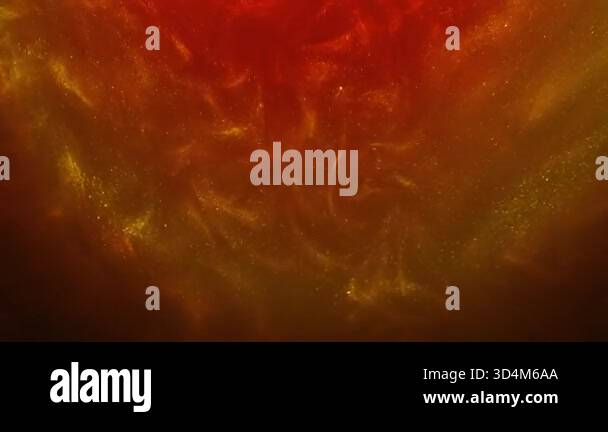 Wet shimmering. Lava art flow. Red orange sparkling particles spreading ...
