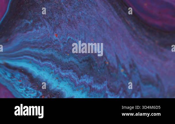 Paint stream. Color flow. Defocused blue purple liquid ripple pigment ...
