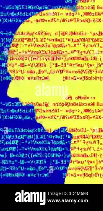 Vertical video. Glitch silhouette. Emotional damage. Colorful ...