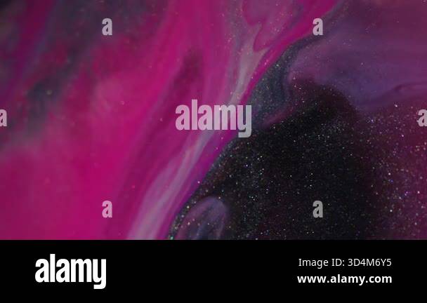 Paint wave. Shimmer ink. Defocused pink purple neon color splash water ...