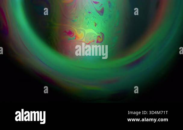 Defocused gasoline paint. Planet color eclipse. Neon sphere green swirl ...