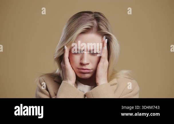 Nervous Pessimistic Woman In Stress, Panic, Despair. Frightened Girl ...