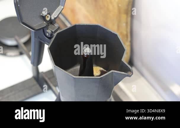 The process of making coffee. Moka pot is a coffee maker that brews ...