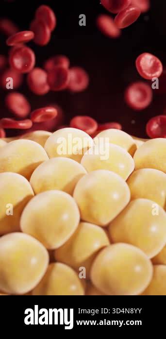 Red blood cells and fat cells with medical concept, 3d rendering Stock ...