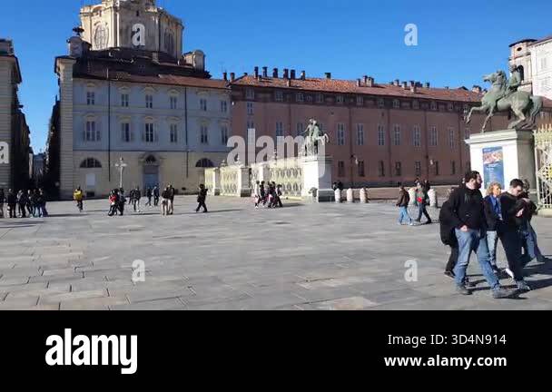 Torino, Italy - October 26th 2025- Walk in Piazza Castello in Turin ...