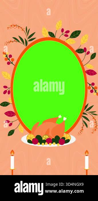 Thanksgiving dinner celebration with festive decorations and green ...