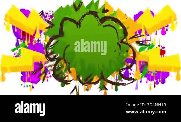 Graffiti speech bubble animation. Abstract modern Messaging sign street ...