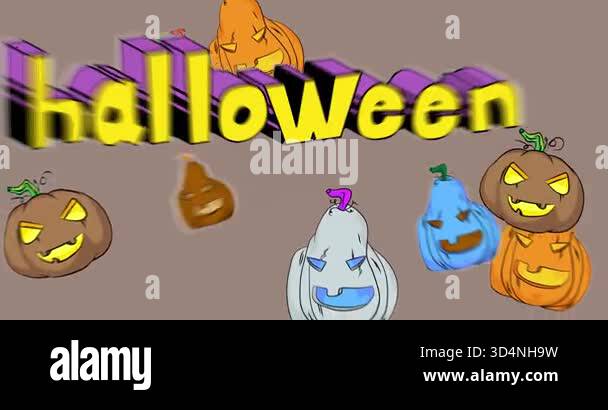 Comic book, pop art splash bubble Halloween text with Jack O' Lantern ...