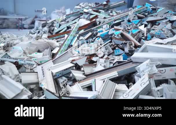 KYIV , UKRAINE - MARCH 15 2024: Pile of broken and leftover window ...