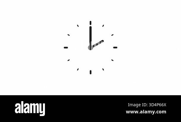 Minimalistic clock animation on white background showing time passing ...
