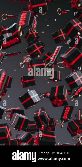 Black Friday looping video with black and red gifts and tags with OFFER ...