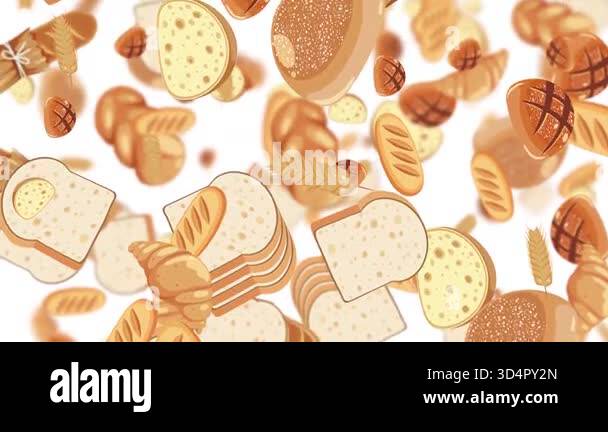 Bread loaves and slices falling from the sky Stock Video Footage - Alamy